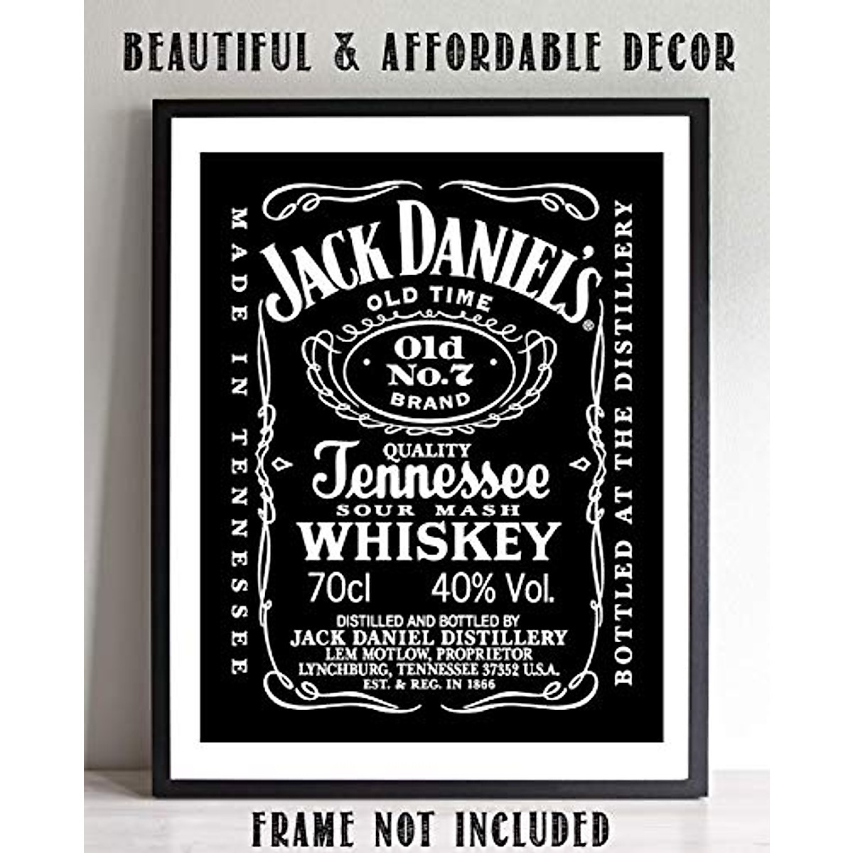Jack Daniels Whiskey Label- Wall Art Sign- 8 x 10"- Genuine Replica Print-Ready to Frame. Home Décor- Dining Décor. A Must For Tennessee Bourbon Whiskey Fans. Perfect Addition To Man Cave- Dorm-Bar.