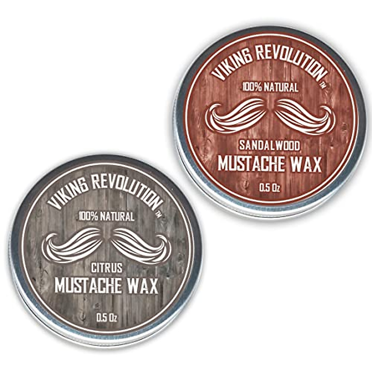 Viking Revolution Mustache Wax 2 Pack - Beard & Moustache Wax for Men - Strong Hold Helps Train Tame & Style (Citrus & Sandalwood, 2 pack)