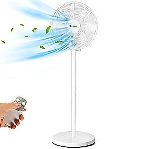 COSTWAY 16-Inch Standing Pedestal Fan, Height Adjustable 90° Oscillating Fan with Remote Control, 3 Wind Speeds & 60° Tilt, Quiet 7-Blade Stand Fan for Bedroom, Living Room, Home, Office, White