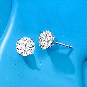 Ross-Simons Round CZ Stud Earrings in 14kt White Gold