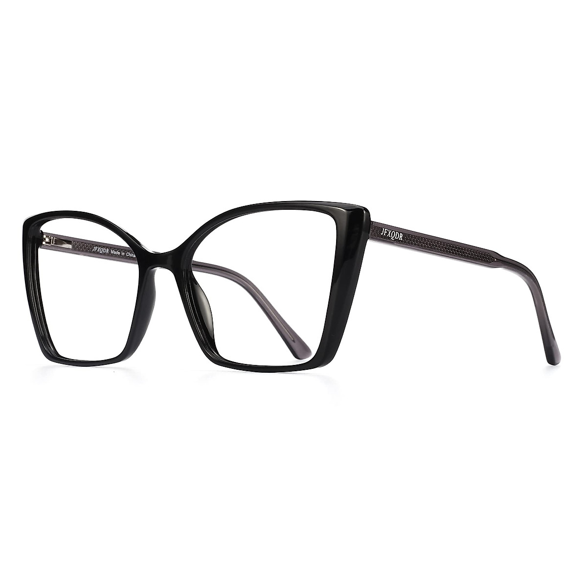 JFXQDR Women's Oversized Blue Light Blocking Glasses, Trendy Cat Eye Computer Gaming Eyeglasses Anti Eyestrain & UV Glare RF6204 (Black Cateye Frame)