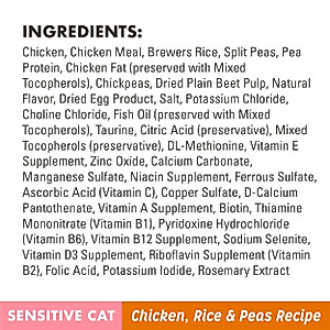 NUTRO WHOLESOME ESSENTIALS Natural Dry Cat Food, Sensitive Cat Chicken, Rice & Peas Recipe Cat Kibble, 5 lb. Bag