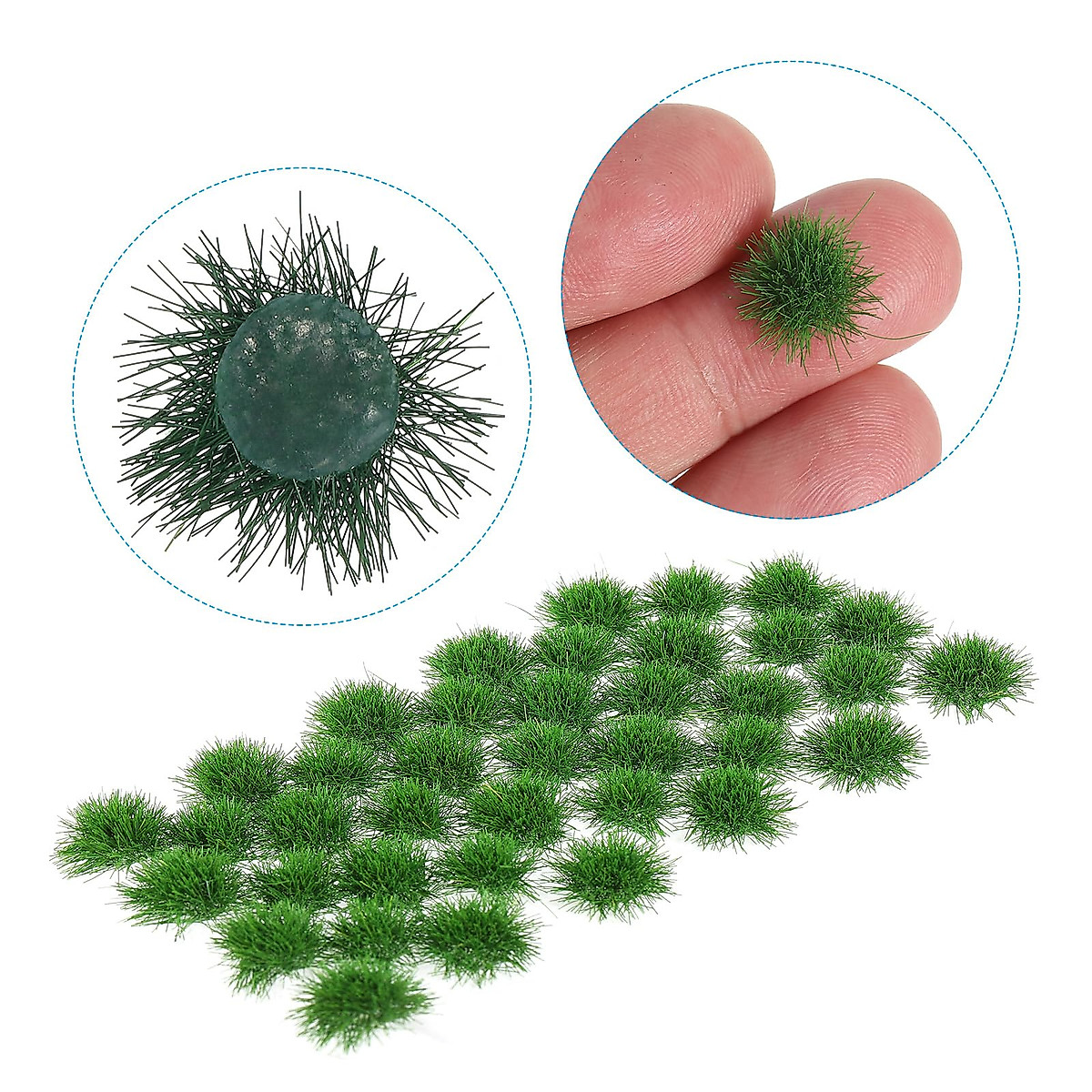 PATIKIL Static Grass Tuft Model, 2 Sets/56Pcs Miniature Artificial Grass Tuft Model DIY for Train Landscape Railway Sand Ground Layout Scenery Modeling, Green
