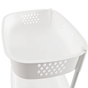 Removable Basket Laundry Cart with Clothes Rack, Multi-layer Clothes Storage Laundry Basket, Bathroom Rolling Household Dirty Clothes Baskets Stand for Bathroom Laundry (Style2)