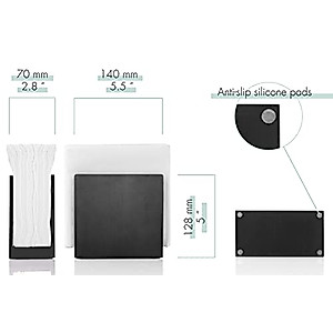 Napkin Holder For Table - Wooden Farmhouse Napkin Holders, Black Simple Upright Vertical Dining Table Cocktail Napkins Dispenser, Kitchen Rustic Natural Walnut Wood For Paper Napkins