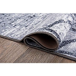 Rugshop Modern Floral Abstract Non Skid (Non Slip) Area Rug 7'10" x 10' Gray