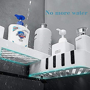 Shower Caddy 2-Pack, Plastic Space Shower Shelf with Adhesive, Wall Mounted Storage Organizer with Towel Bar, Racks Strong and Sturdy for Bathroom Kitchen