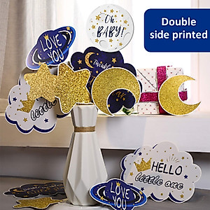 24 Pcs Twinkle Small Star Centerpiece Sticks for Baby Shower Star Party Table Toppers Birthday Party Decoration Moon Decoration Glitter Star Centerpieces Birthday Party Supplies