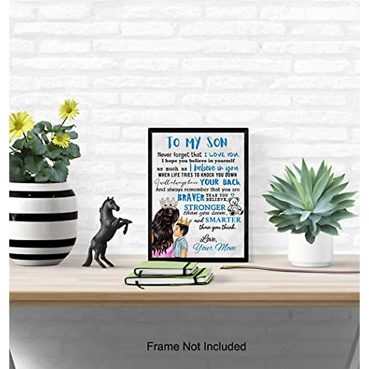 Boy Bedroom Wall Art - To My Son - Mexicans Latinx Gift from Mom Mother - Little Boys Room decoration - Baby shower Gift - Blue Nursery Decor - Kids Infant Toddler Child Family Wall Decor Poster