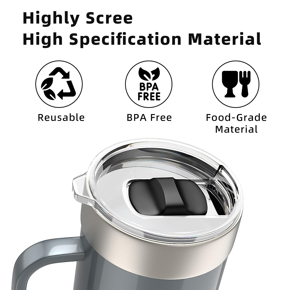 2 Pack Replacement Tumbler Lid for YETI 30 oz Tumbler, 14 oz Mug and 35 oz Straw Mug Replacement Cover with Magnetic Slider Switch (30oz, Black)