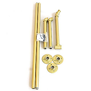 Industrial Pipe Wall Mounted Clothing Rack, Commercial or Residential Wardrobe Clothes Display Rod Retail Wedding Dress Display Rack Closet Storage Clothes Organizer (Gold)