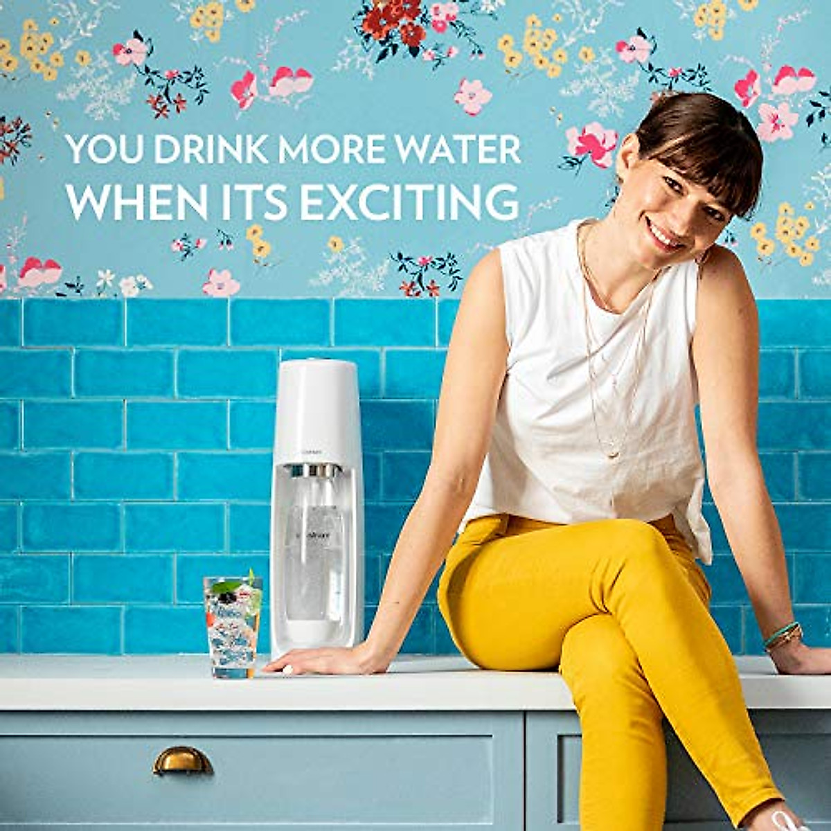 SodaStream Fizzi Sparkling Water Maker (White) with CO2 and BPA free Bottle