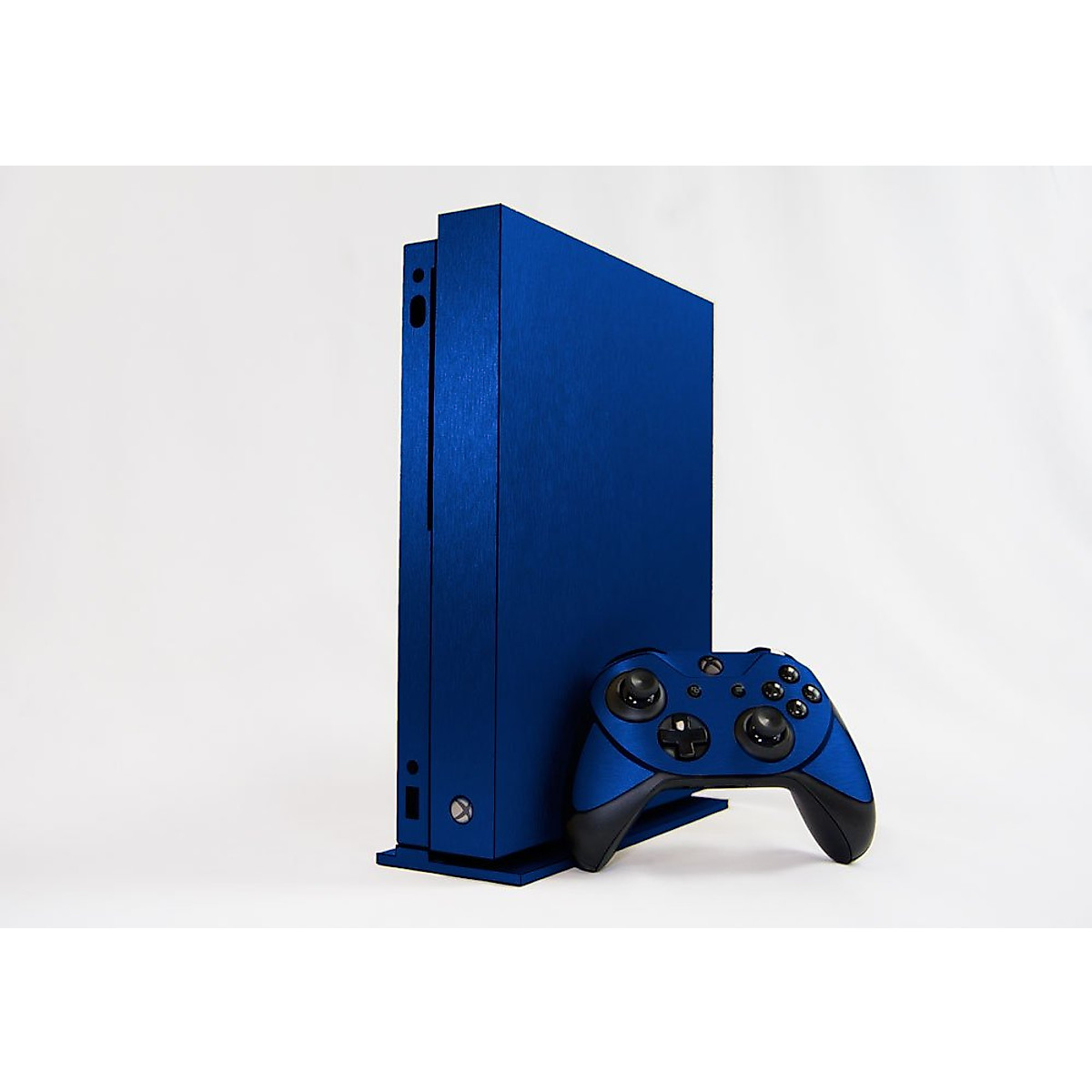 Brushed Blue Metal - Air Release Vinyl Decal Mod Skin Kit by System Skins - Compatible with Microsoft Xbox One X (XB1X)