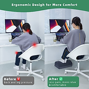 Bejibear Ergonomic Foot Rest for Under Desk at Work, Comfortable Foot Stool with 2 Adjustable Heights, Suitable for Office, Home and Car Footrest, Grey