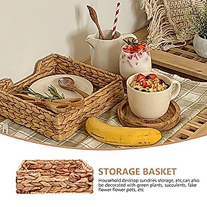 Cabilock Pastoral Style Water Hyacinth Grass Woven Storage Basket Grass Woven Basket