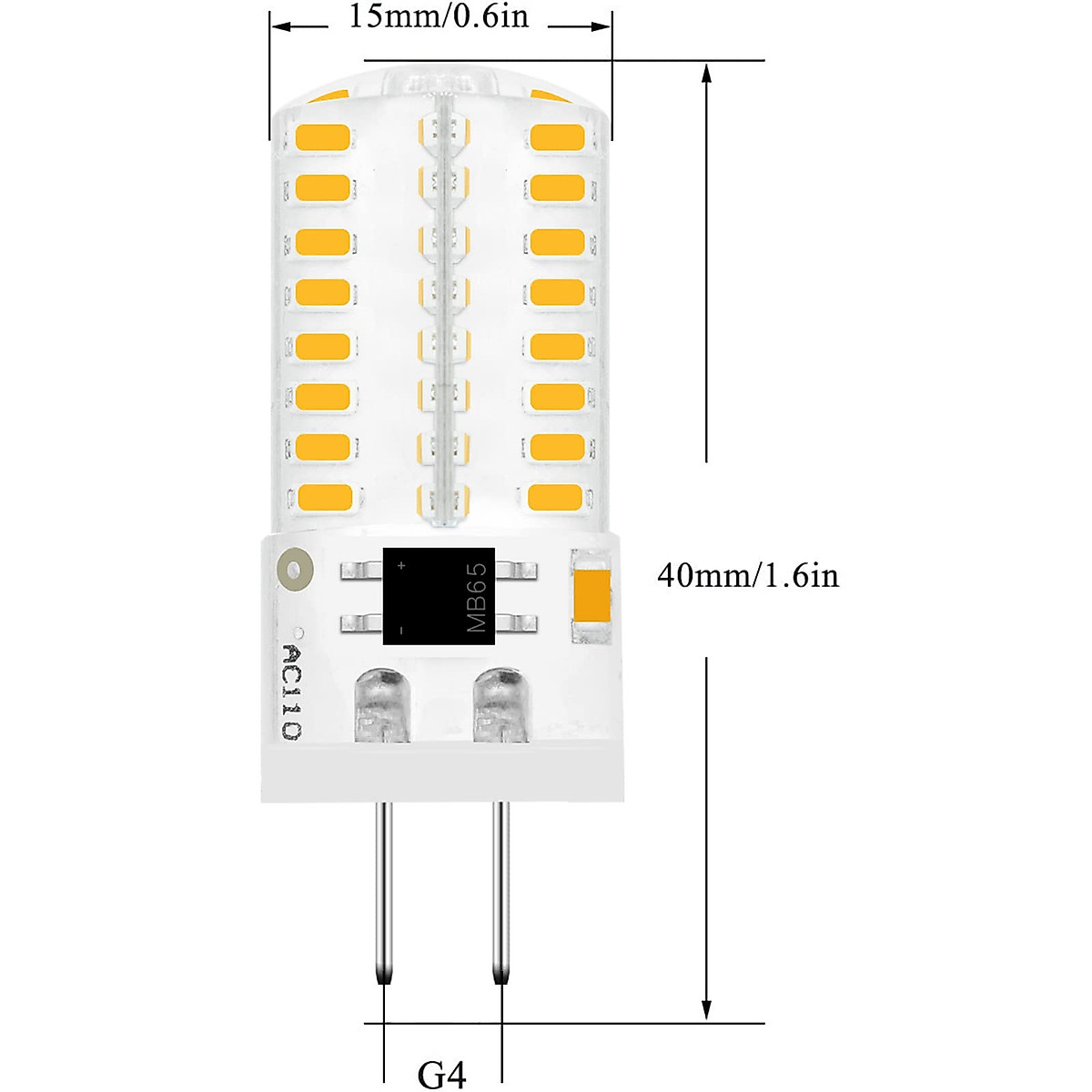 Dimmable LED G4 Bi-Pin Base Bulbs,AC 110V( Do Not Use in Low Voltage 12V), 3W(Equivalent to 20W 30W T3 Halogen Track Bulb), Warm White 3000K, Home Lighting,Landscape Light,Ceiling Lights,10-Pack
