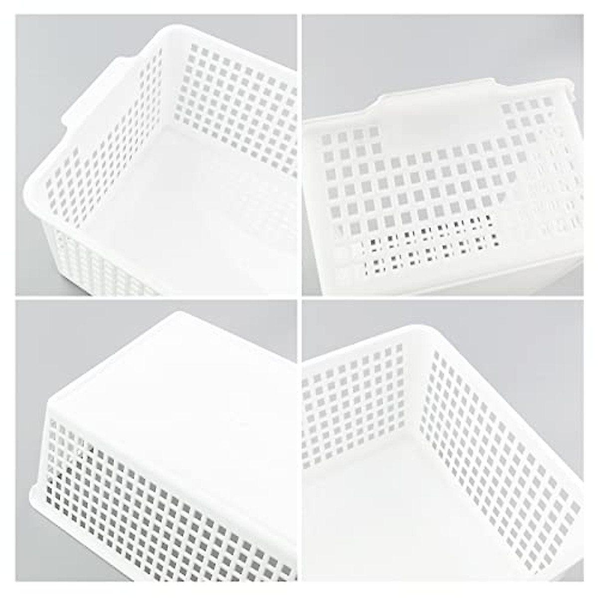 Fiazony 3-Pack Large Plastic Storage Basket, Plastic Storage Bin, White