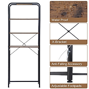 soges 3-Tier Bathroom Storage Rack, Freestanding Over The Toilet Storage Rack, Space Saver Bathroom Organizer, Wooden Bathroom Toilet Rack