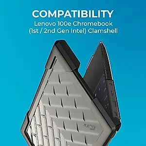 Gumdrop SlimTech Laptop Case Fits Lenovo 100e Chromebook 1st | 2nd Gen Designed for K-12 Students Teachers and Classrooms – Drop Tested Rugged Shockproof Bumpers for Reliable Device Protection – Black
