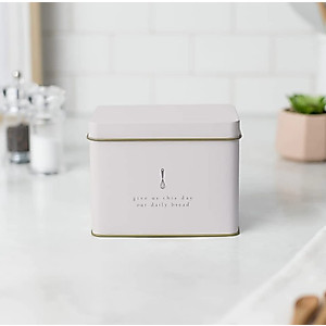 PPP Recipe Tin in Cream | Classic and Neutral | Includes 25 Blank Recipe Cards | Gold Metallic Interior | w/Whisk Design Printed | Made from Heavy Steel | Decorative Recipe Box Holder