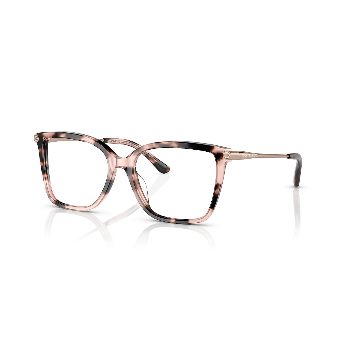 Michael Kors Eyewear Women's MK4101U Shenandoah Universal Fit Square Prescription Eyewear Frames, Pink Tortoise/Demo Lens, 53 mm