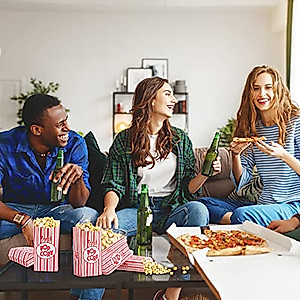 300 Pcs Paper Popcorn Bags Bulk Popcorn Bags Individual Servings Paper Sleeves Vintage Red and White Striped Pop Corn Bags for Party Movie Night Carnival Supplies Popcorn Machine Accessories (2 oz)