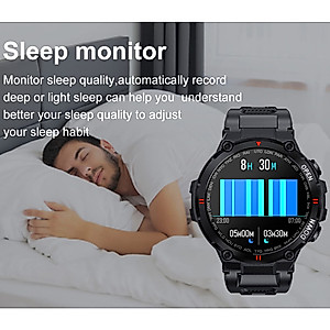 Sqeffort Sports Smart Watch for Men, Waterproof Fitness Tracker SmartWatch with Heart Rate Monitor/Blood Pressure/SpO2 Monitor Sport Running Watch for Android and iOS (Black)