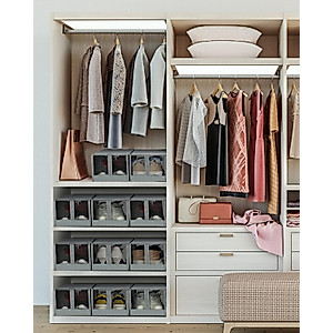 NEATJELAI Shoe Organizer for Closet Small Shoe Box Storage Containers Collapsible Stackable Breathable Shoe Storage Bins Suitable for Wardrobe Closet,4 Pieces-Gray