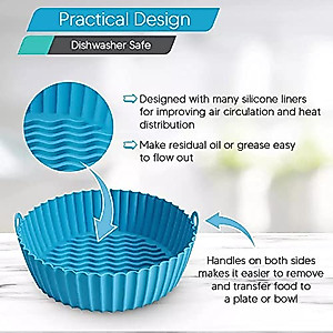 Silicone Air Fryer Basket 2pcs, Air Fryer Silicone Liners for 3-5QT Reusable Air Fryer Liners Silicone - 7.5inch Airfryer Liners, Non Stick Air fryer Accessories