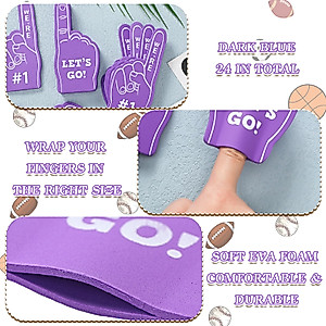 Sinmoe 24 Pcs Mini Foam Finger Sport Fan Foam Mini Finger, We're #1 Sports Themed Party Supplies for Baseball Basketball Soccer Events Team Gifts(Purple)