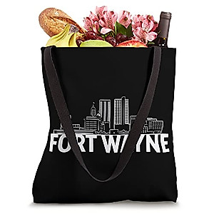 Fort Wayne Indiana USA City Skyline Silhouette Outline Tote Bag