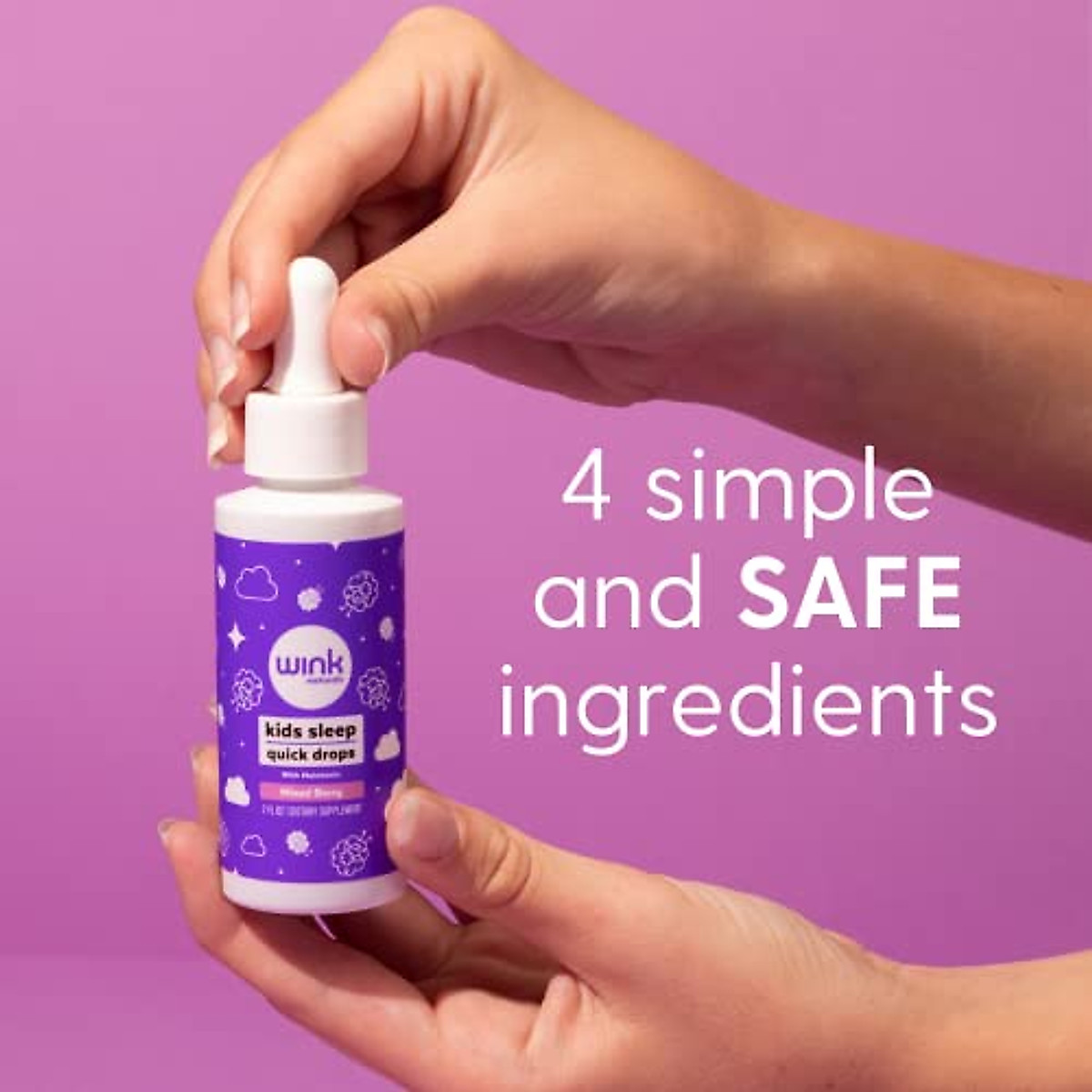 Wink Well Kids Liquid Melatonin Drops, Natural Baby Melatonin Sleep Drops for Infants with 1mg Per Serving of Liquid Melatonin for Kids (1 Pack)