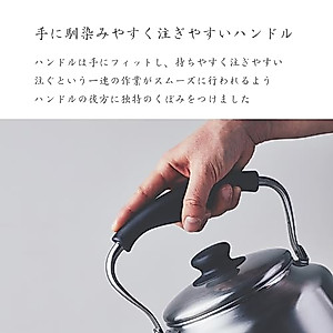Sori Yanagi Stainless Steel Kettle, 0.6 gal (2.5 L), Induction Compatible, Mirror