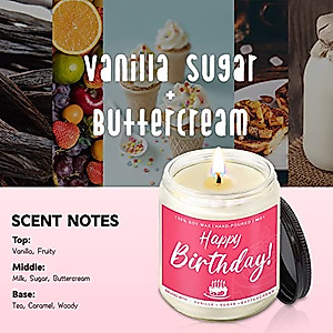 Happy Birthday Candle Gifts for Women - Unique Gift for Best Friend - Vanilla Sugar and Buttercream Candles Gift idea for Her Sister Mom Coworker Classmate Bestie Present 7 oz