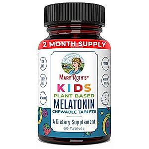 MaryRuth Organics Melatonin | 2 Month Supply | Kids Melatonin Chewable Tablets Ages 4+ | St Johns Wart | Valerian Root | Lemon Balm | Vegan | Non-GMO | Gluten Free | 60 Servings