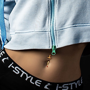 CM Crareesi Mania Dagger Belly Button Rings Gold Belly Rings for Women 316L Stainless Steel Belly Button Piercing 10mm Navel Piercing Jewelry 14G Cool Style Belly Piercing Rings