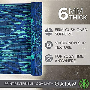 Gaiam Yoga Mat Premium Print Reversible Extra Thick Non Slip Exercise & Fitness Mat for All Types of Yoga, Pilates & Floor Workouts, Divine Impressionist, 68"L x 24"W x 6mm Thick