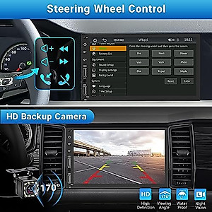 Double Din Car Stereo Compatible with Apple Carplay&Android Auto, 7inch Full HD Capacitive Touchscreen Car Stereo Double Din Radio with Bluetooth, Camera, Mirror Link, FM Radio, 2 USB/TF/AUX/Subwoofer