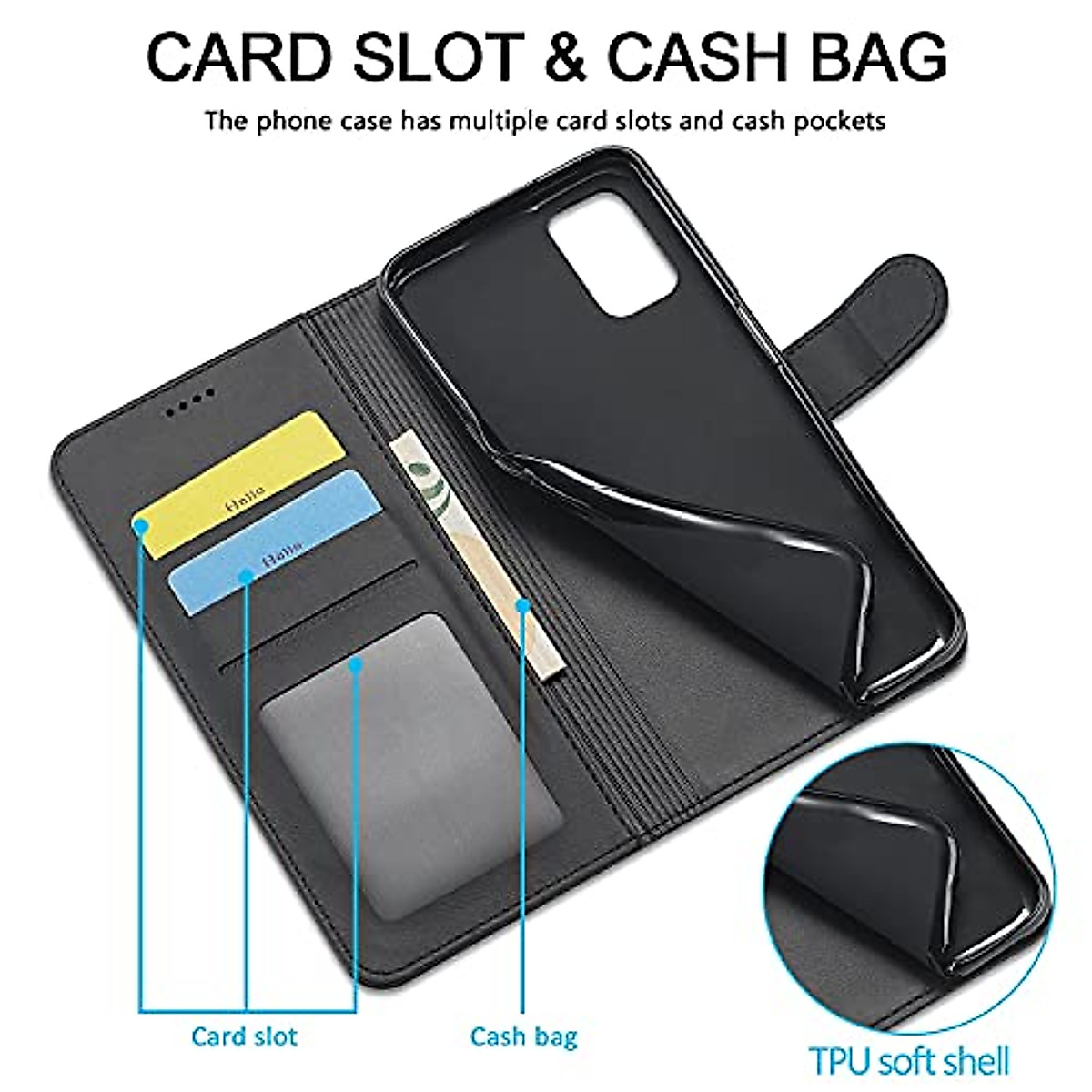 Phone flip case, card slot, cash pocket Compatible with OPPO Reno 6Pro 5G PU Leather Wallet Case,with Card Slot [Stand Feature] Magnetic Closure Protective TPU Shockproof Flip Cover Case Mobile flip c
