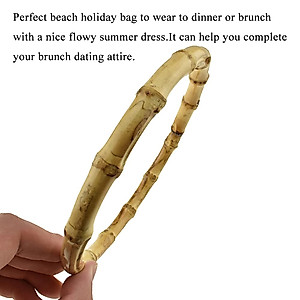 Hahiyo Bamboo Purse Handle Round Wooden Rings Holders Inner Diameter 5.5inch Sturdy Roomy to Place Fingers No Rough Spots Wood Thorns No Strong Smell for DIY Beach Summer Bag Crocheted Handbag 2PCS