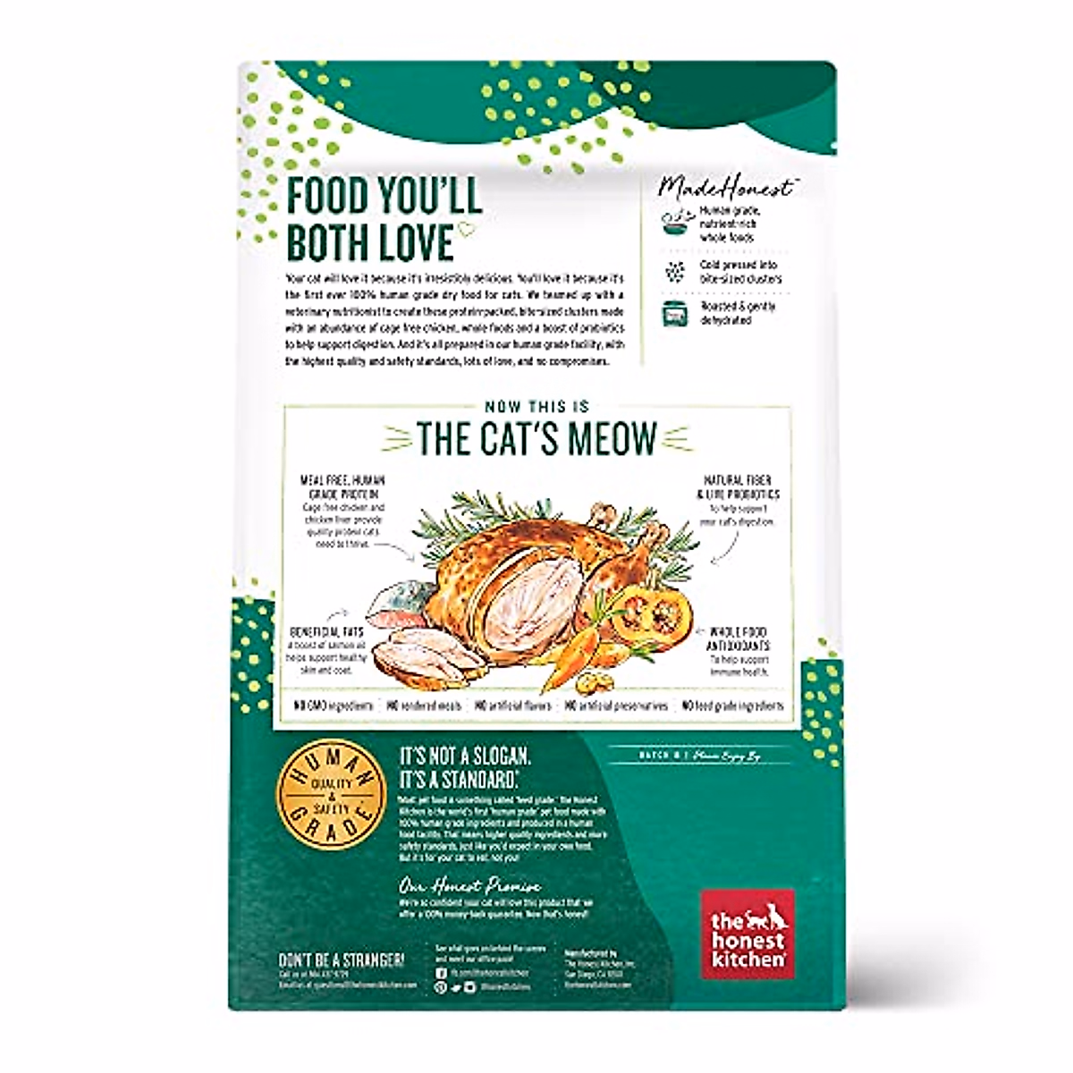 The Honest Kitchen Whole Food Clusters Grain Free Chicken Dry Cat Food, 4 lb Bag