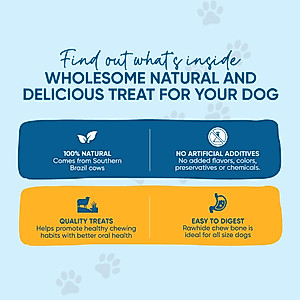 123 Treats Dog Rawhide Bones: Rawhide Bones Chews 3-4" Premium Rawhide Dog Bones, Free Range Grass Fed Cattle with No Hormones, Additives or Chemicals, Tasty Long Lasting Chews for Dogs, Pack of 15