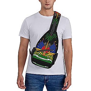 Funny Haiti Haitian Flag Sling Bag Crossbody Shoulder Chest Bag Outdoor Travel Backpack for Women And Men