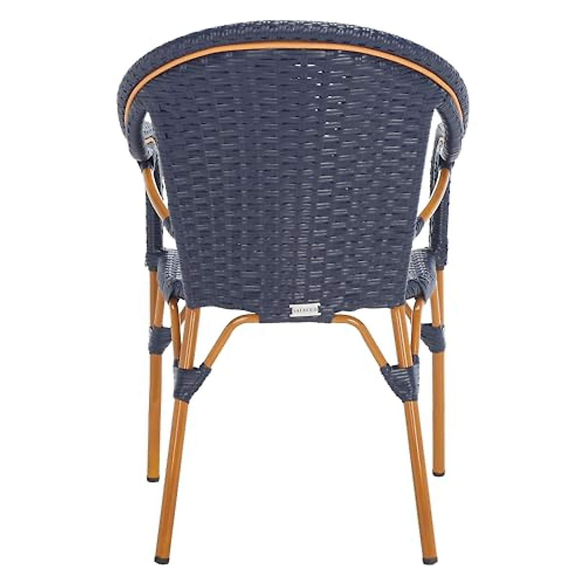 SAFAVIEH Outdoor Collection California Bistro Navy 36-inch Seat Height Armchair Set of 2 (Fully Assembled)