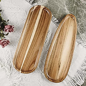 Wooden Long Bathroom Tray, Vanity Tray Toilet Tank Storage Tray, Acacia Kitchen Sink Trays, Vanity Countertop Organizer for Candles Soap Perfume Holder Dresser Jewelry Dish Cake Pastry Snack