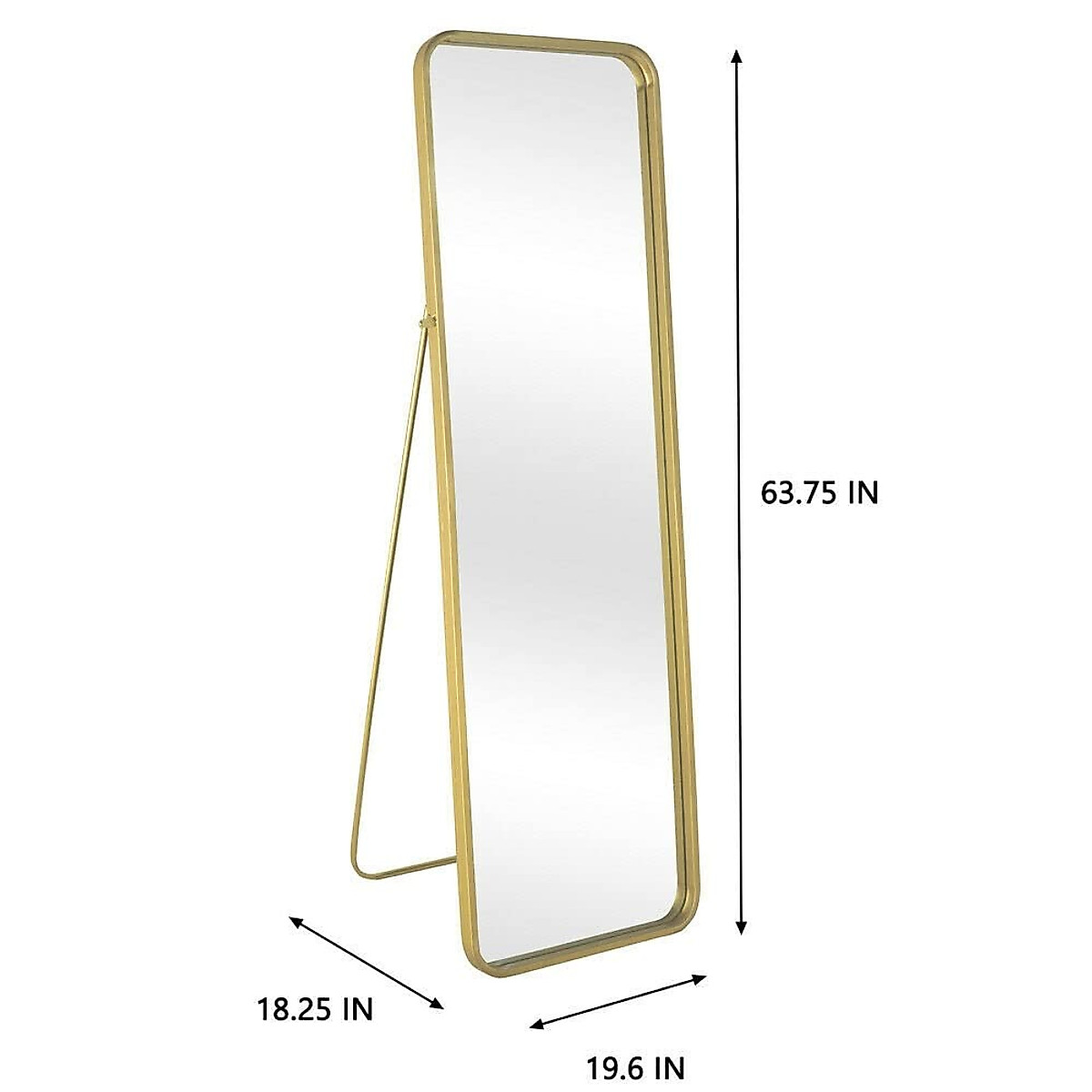 OBIOZZ Floor Mirror, Full Body Mirror Full Length Mirror Standing Gold Rounded Frame with Floor Stand Wrought Iron Full- Body Length Mirror Dressing Mirror for Bedroom Living Room