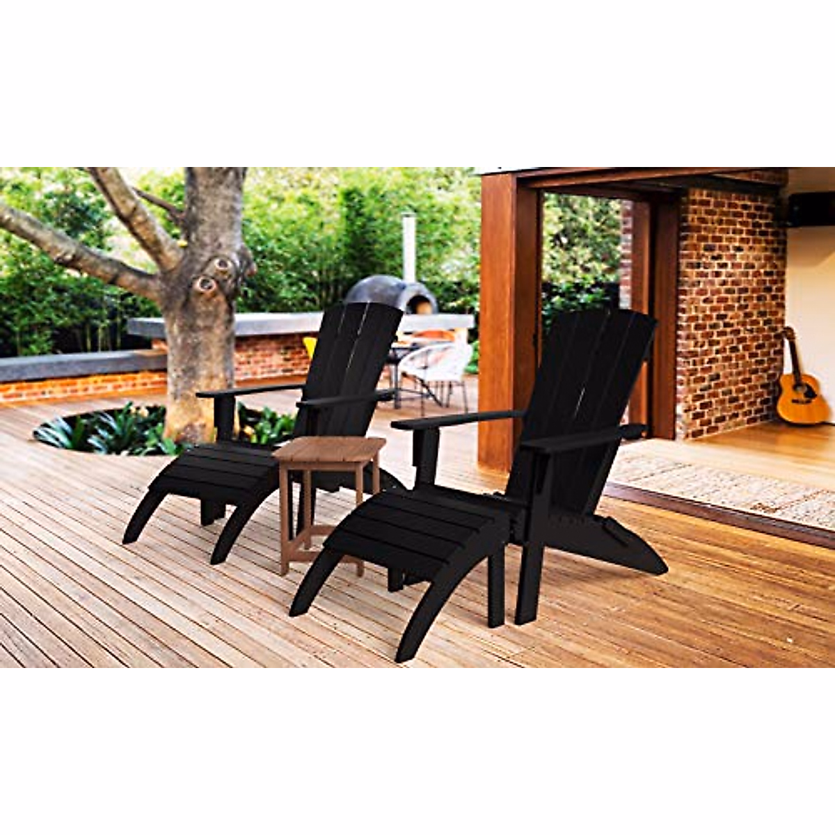 PolyTEAK Outdoor Ottoman, Real Wood Look, All-Weather Outdoor Patio Foot Stool, Outdoor Firepit Foot Rest for Adirondack Chairs (White)