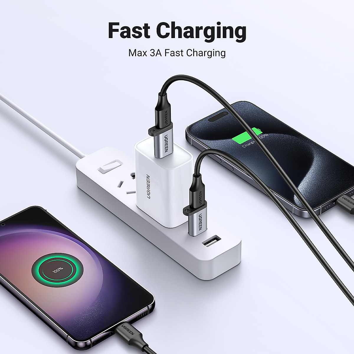 UGREEN 10Gbps USB C Female to USB Male Adapter Type C to USB A Charger Cable Converter Compatible with Apple Watch iPhone 15 14 13 AirPods 3 MacBook Samsung Galaxy Google Pixel etc Gray
