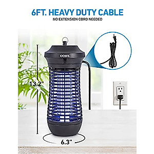 COBY Outdoor Bug Zapper 18W, Covers Half an Acre, Electric Bug Zapper