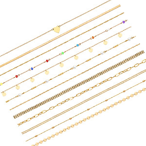 WFYOU 12Pcs Beach Bikini Belly Chain Jewelry for Women Rhinestone Beads Waist Chain Sexy Gold Body Chain Jewelry for Summer